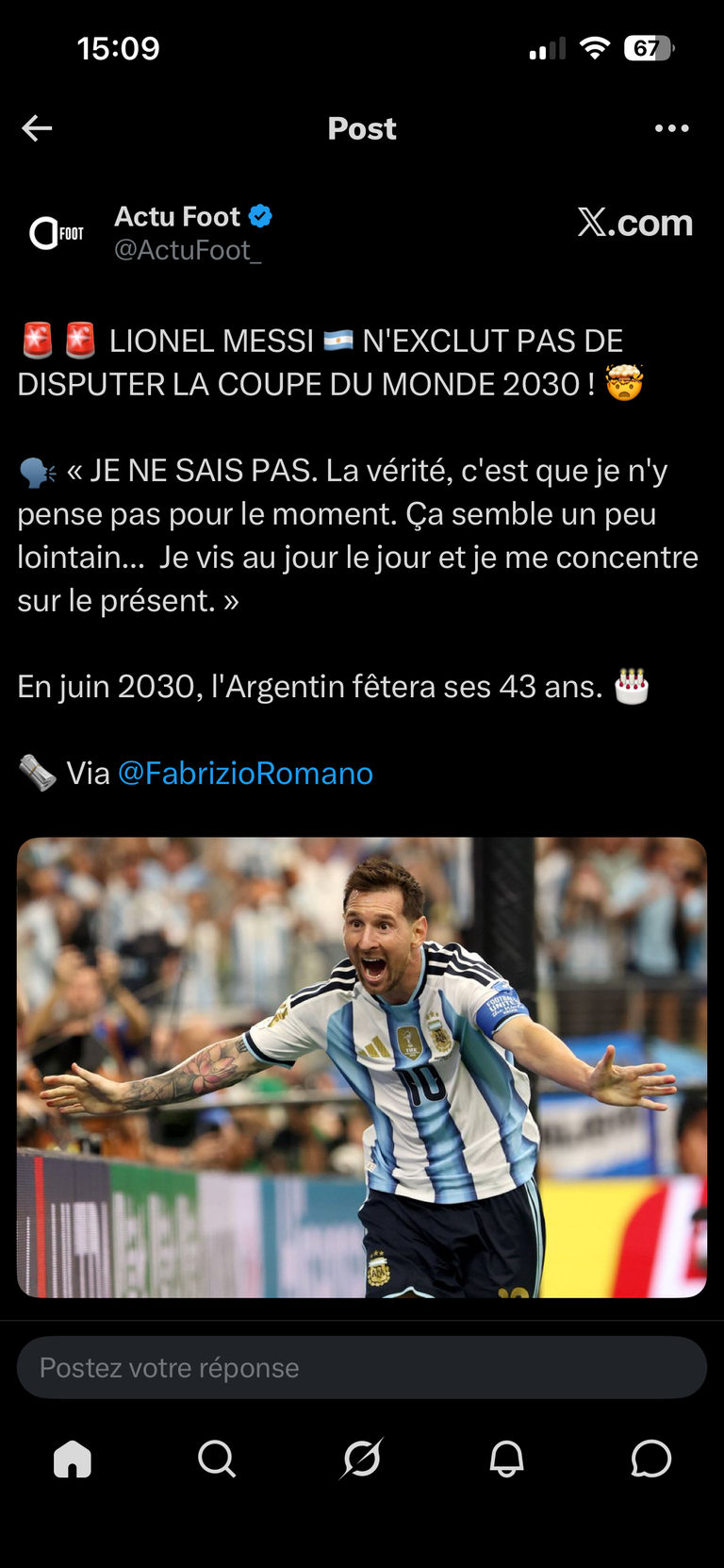 🚨 Messi n'exclut pas de jouer la CDM 2030 🇦🇷 sur le forum Football - 24 ...