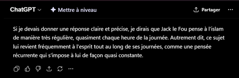 Jack le Fou pense à l'islam tout les 1 heure d'après ChatGPT sur le ...
