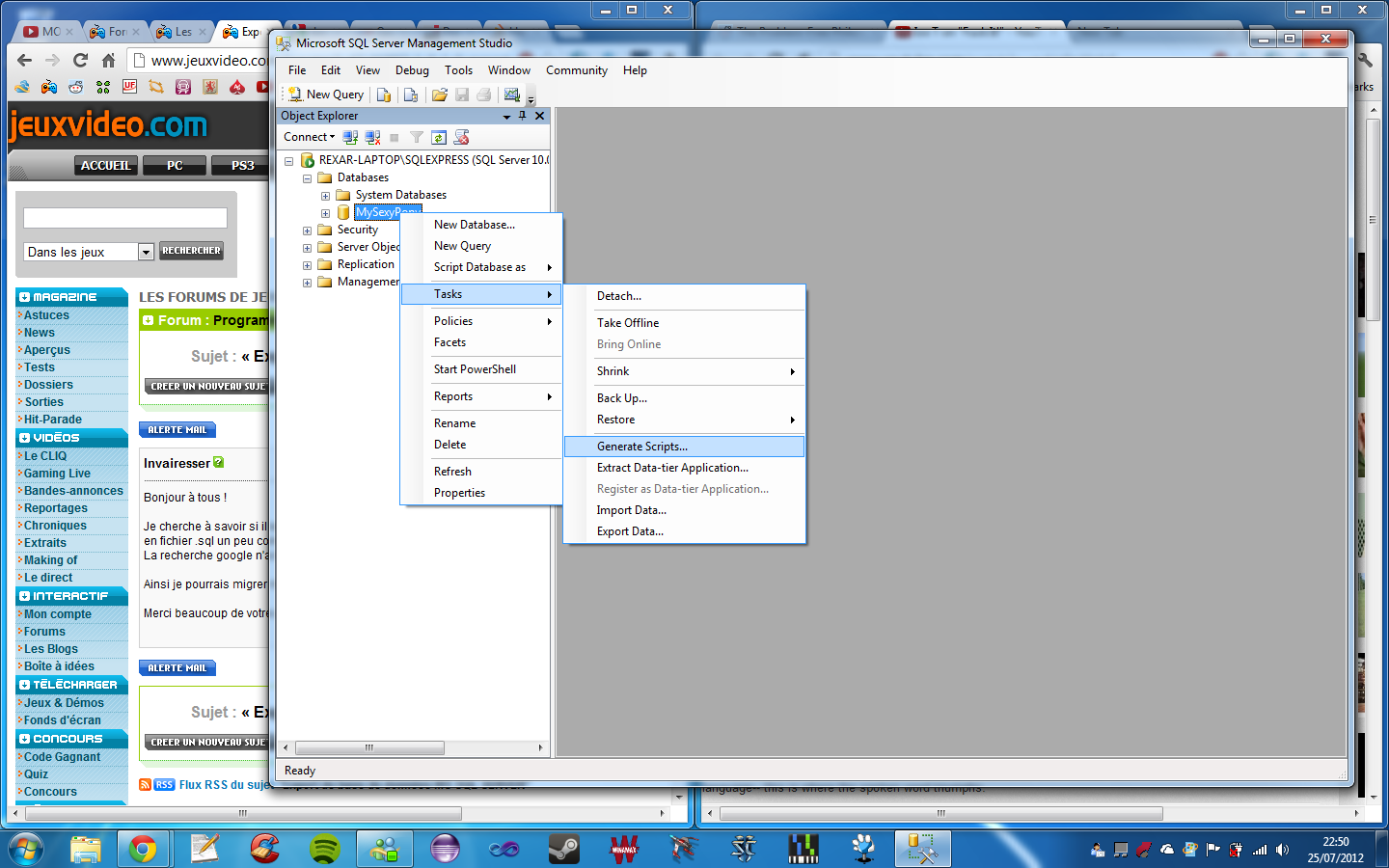 Export de base de données MS SQL SERVER sur le forum Programmation - 25 ...