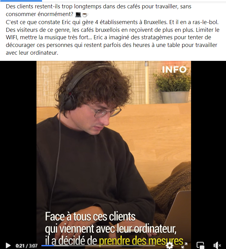 ce PATRON de CAFE RAGE à cause des GENS QUI TRAVAILLENT SANS CONSOMMER ...