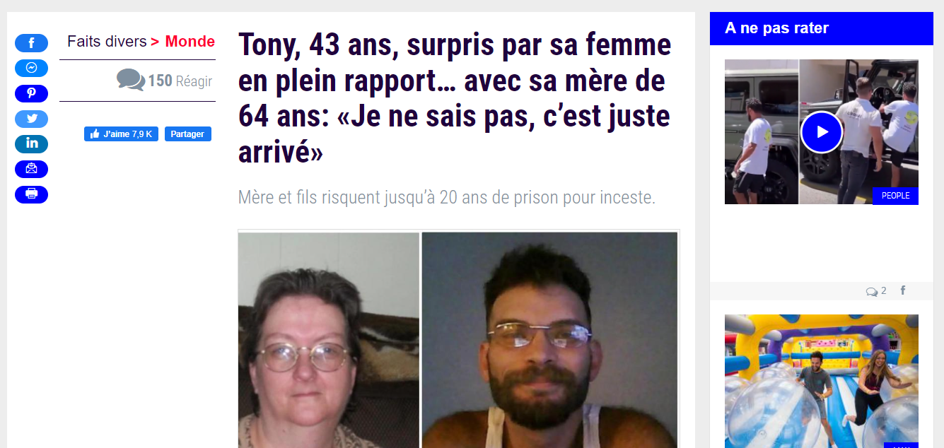 Tony, 43 ans, surpris au lit avec sa mère par sa femme sur le forum ...