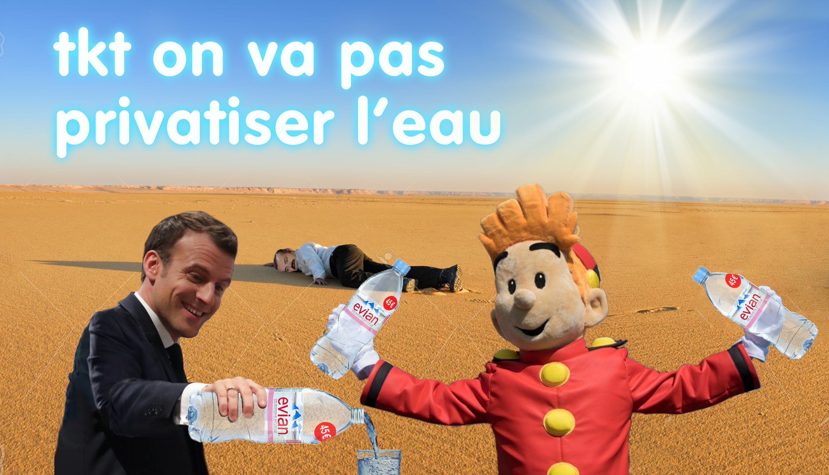 Meme de gneu_gneu sur macron plan sobriete eau secheresse soif