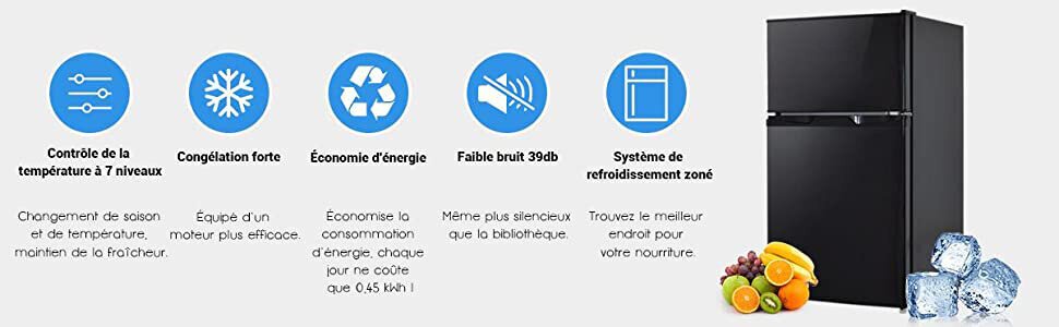 Réfrigérateur avec 2 Tablettes Verre et Compartiment Légumes Giantex ...