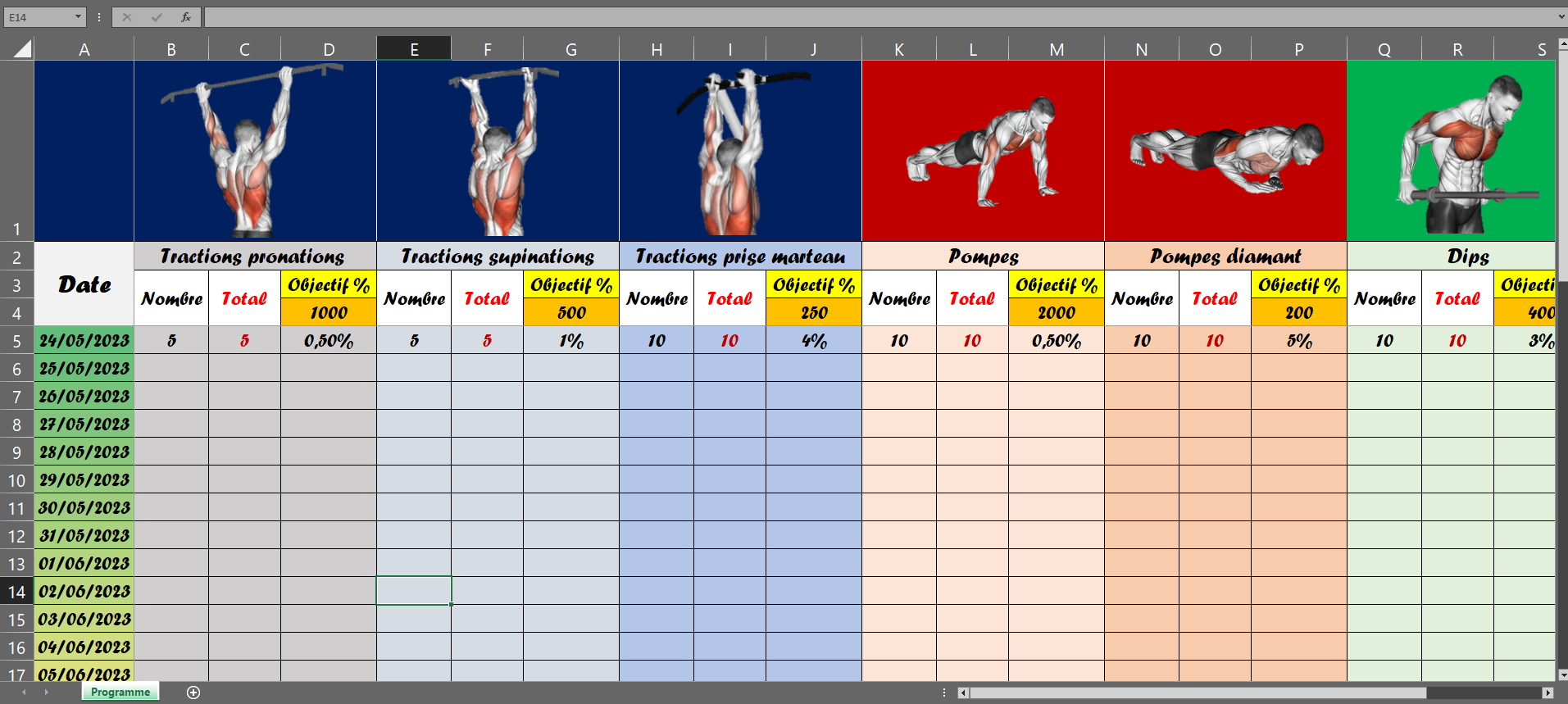 [EXCEL] Votre avis sur mon carnet de musculation? sur le forum Blabla 18-25 ans - 24-05-2023 19: ...