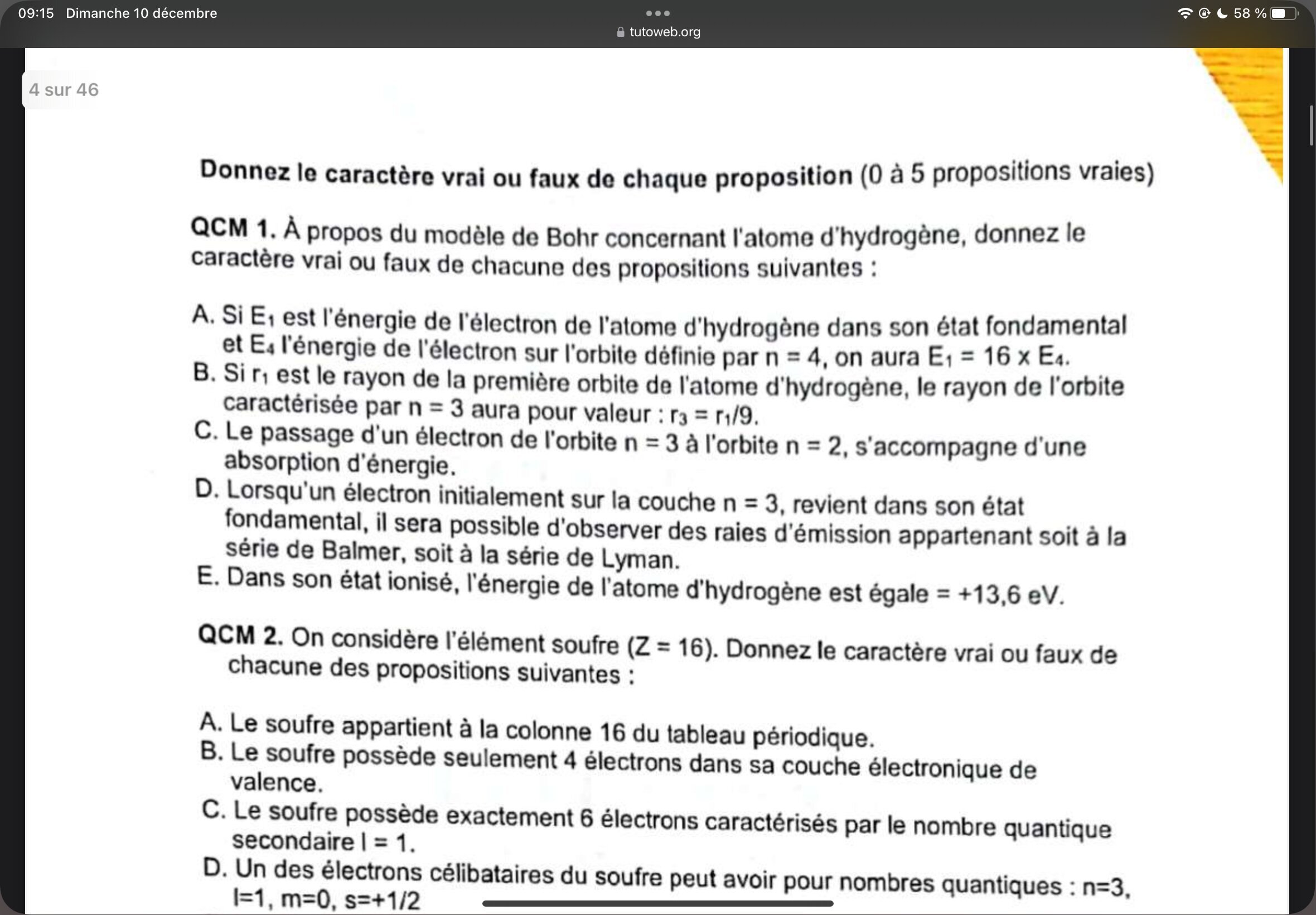 concours blanc 2020 2021 - UE1 - Chimie - Tutorat Associatif Toulousain