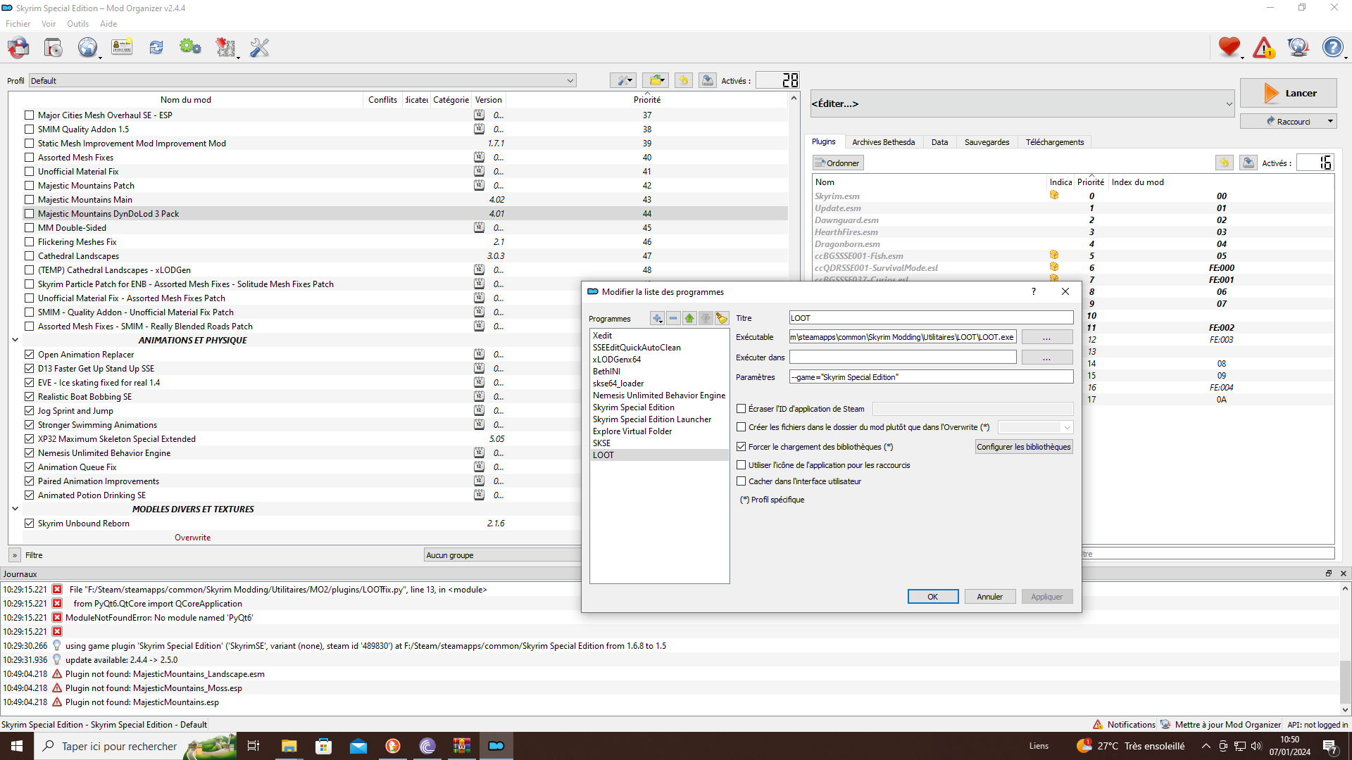 Loot issue : no ESP are showing despite activated in MO2 : r/skyrimmods