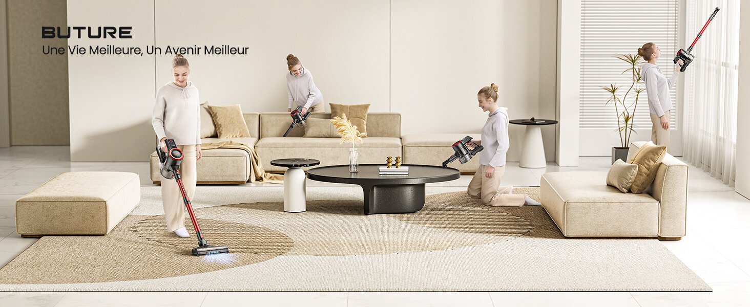 Aspirateur Balai sans Fil BuTure JR700 450W/38kPa -1.5L Écran Tactile ...