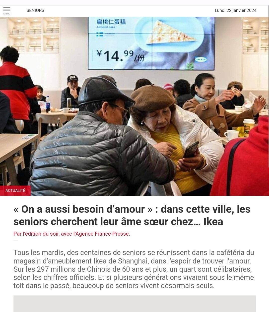 Les boomers chinois qui veulent tremper le biscuit se retrouvent à Ikea ...
