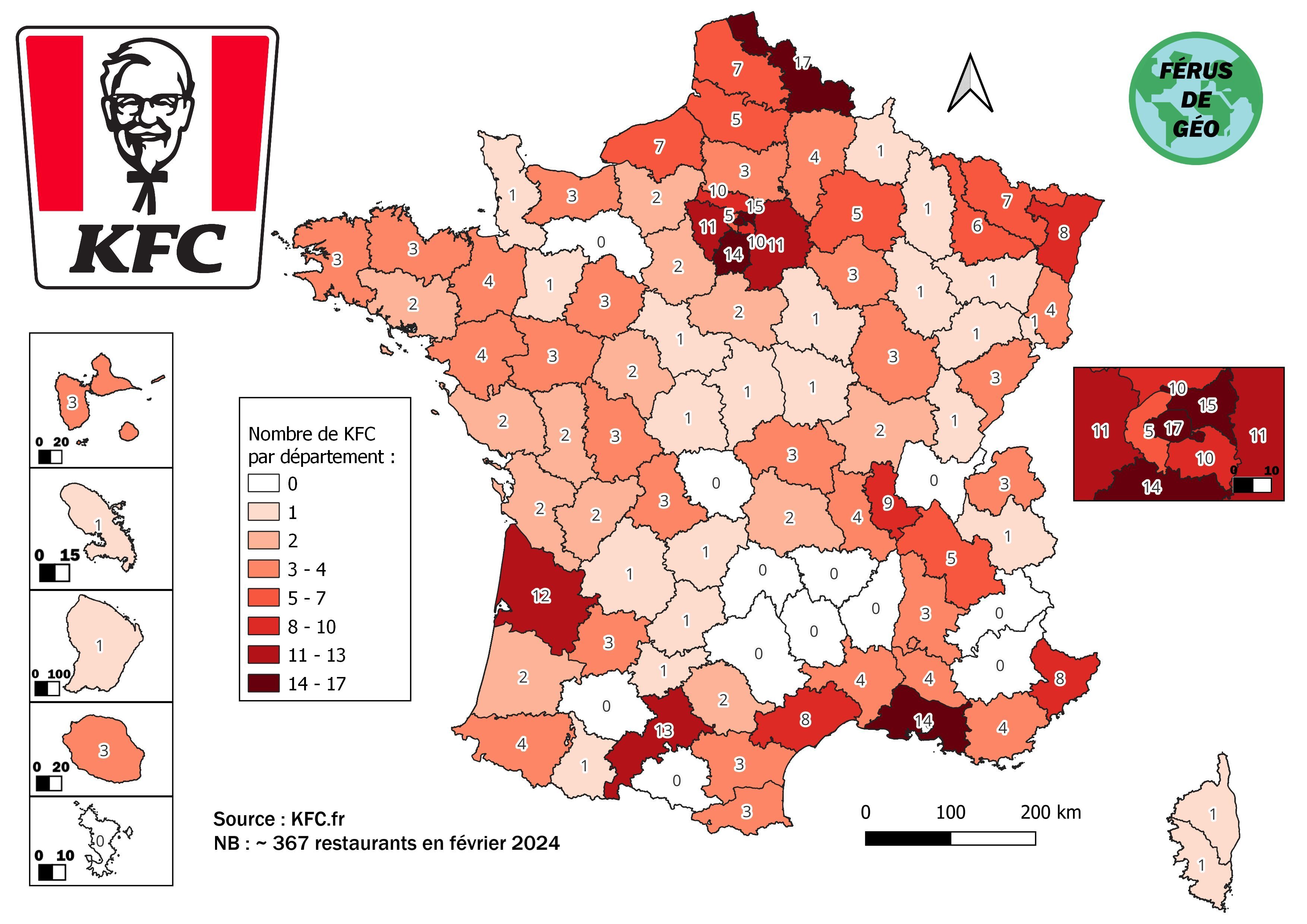 Insolite : LA CARTE des KFC en France par département sur le forum ...