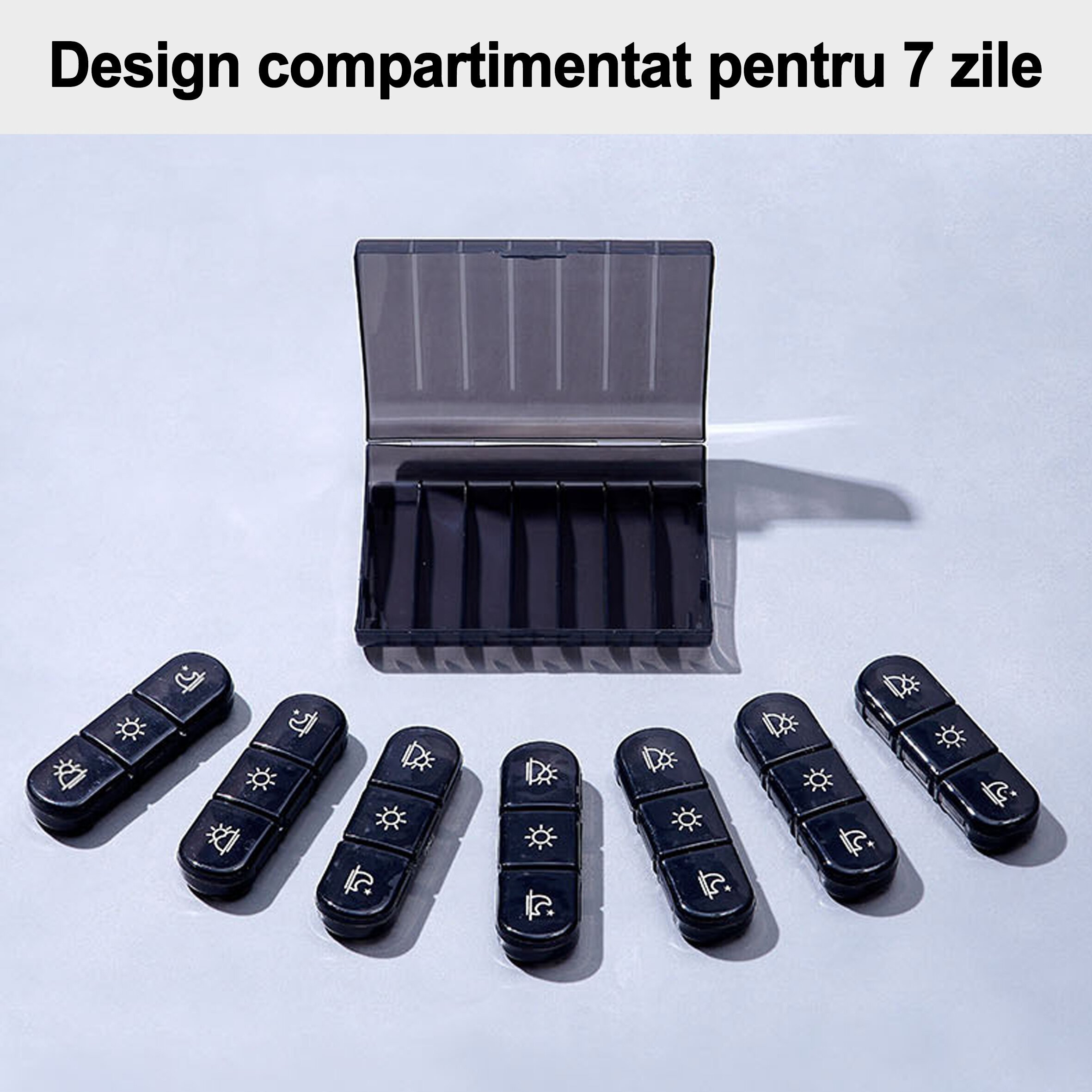 Cutie depozitare pastile, Yulinland, cu 7 cutiute compartimentate, 21 ...