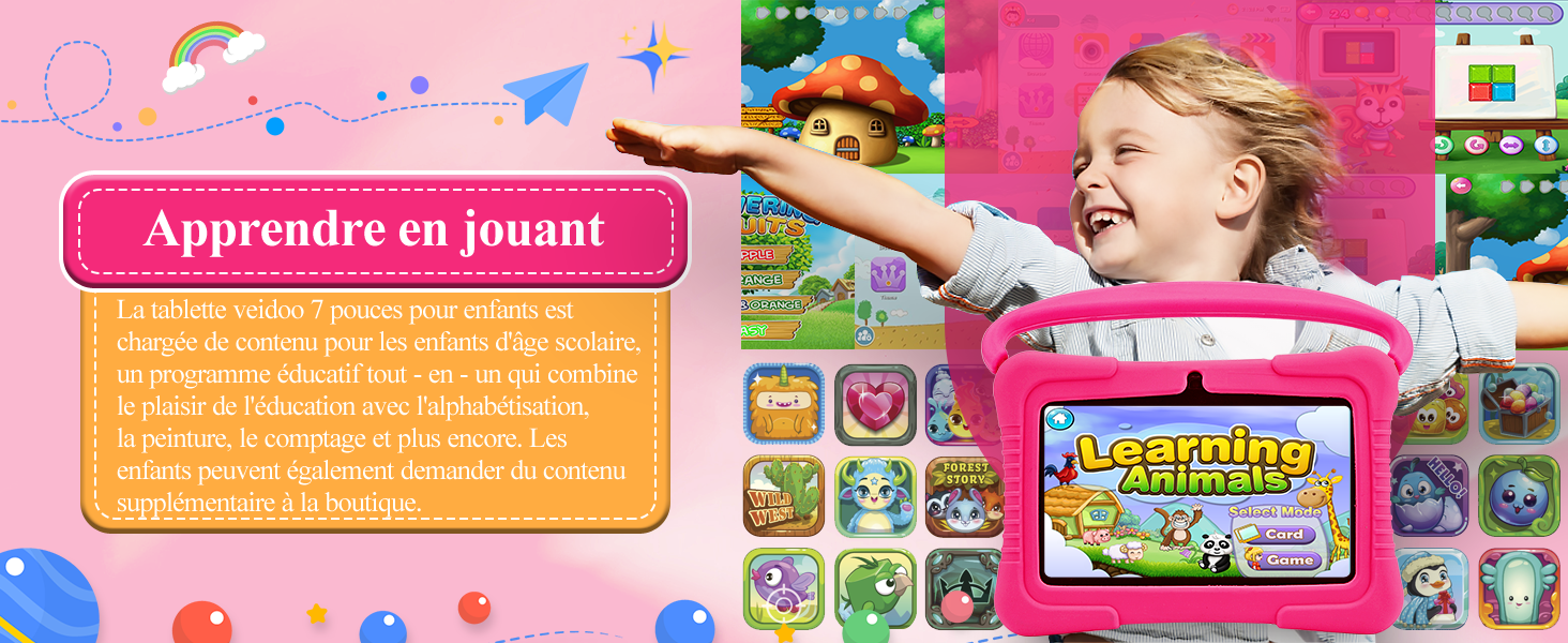 Tablette Enfant 7 Pouces, Veidoo Android 2Go+32Go, Écran Tactile HD ...