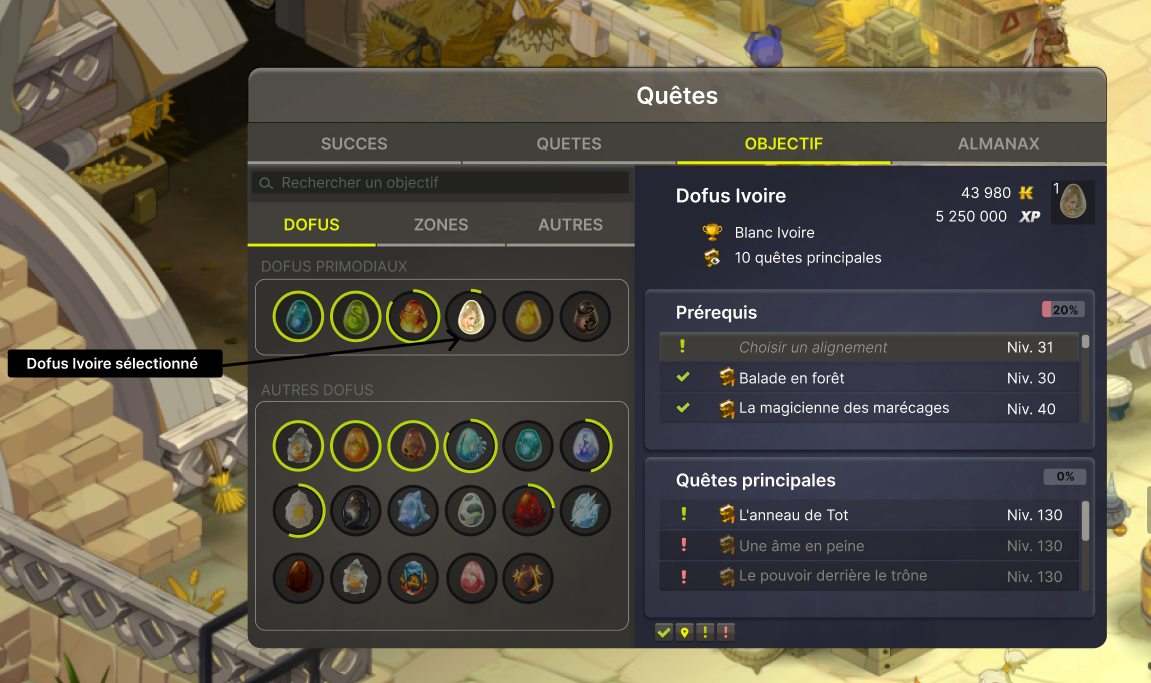 [Propositions visuelles] : Réorganisation des interfaces (quêtes/succès ...