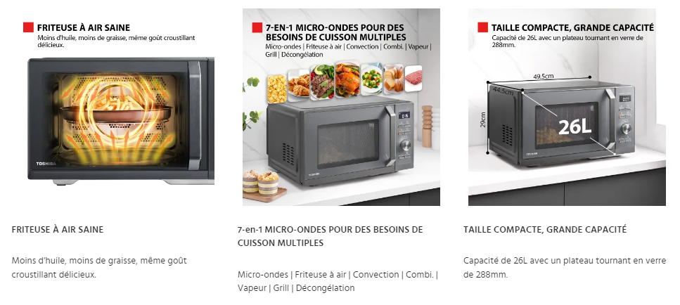 Micro-ondes combiné Toshiba Micro-ondes combiné pose libre - MW3 ...