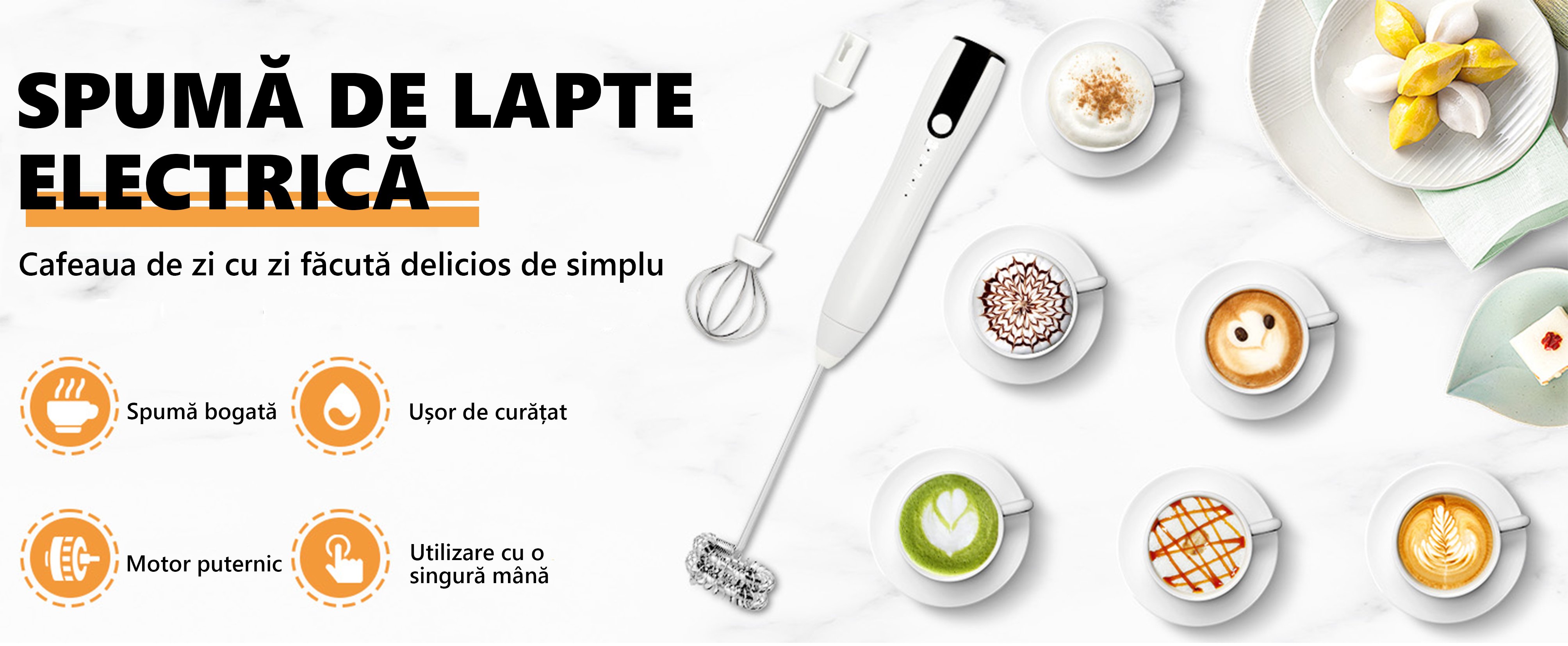 Mixer spumator de lapte 2 in 1, Yulinland, Electric, bauturi calde/reci ...