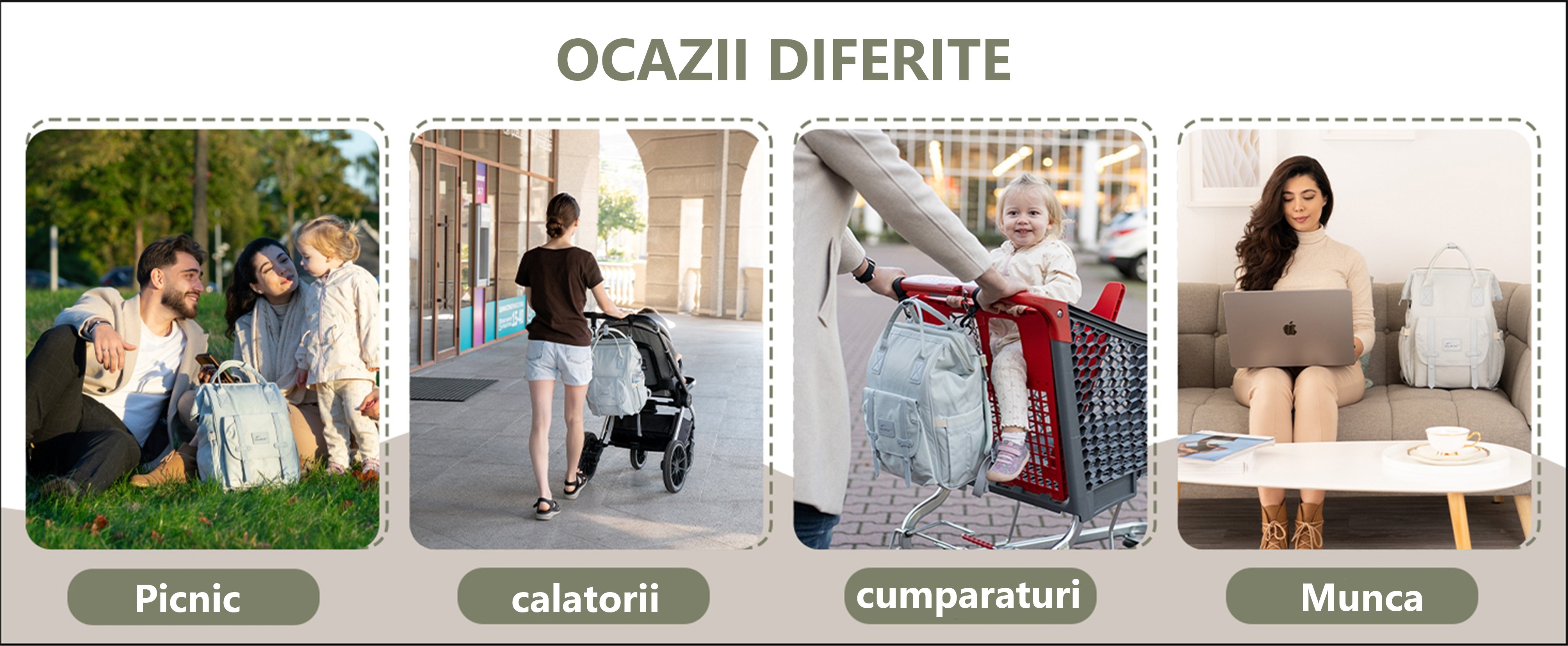 Rucsac multifunctional, Yulinland®, pentru mamici si bebelusi ...