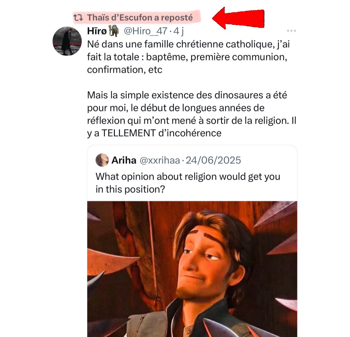 Thais "Je suis plus CHRETIENNE à cause des DINOSAURES sur le forum ...