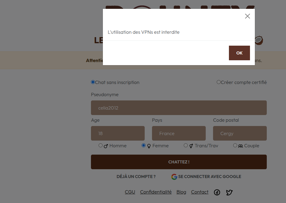 [HONEYPOT] Le nouveau coco bounty chat " L'utilisation de VPN est ...