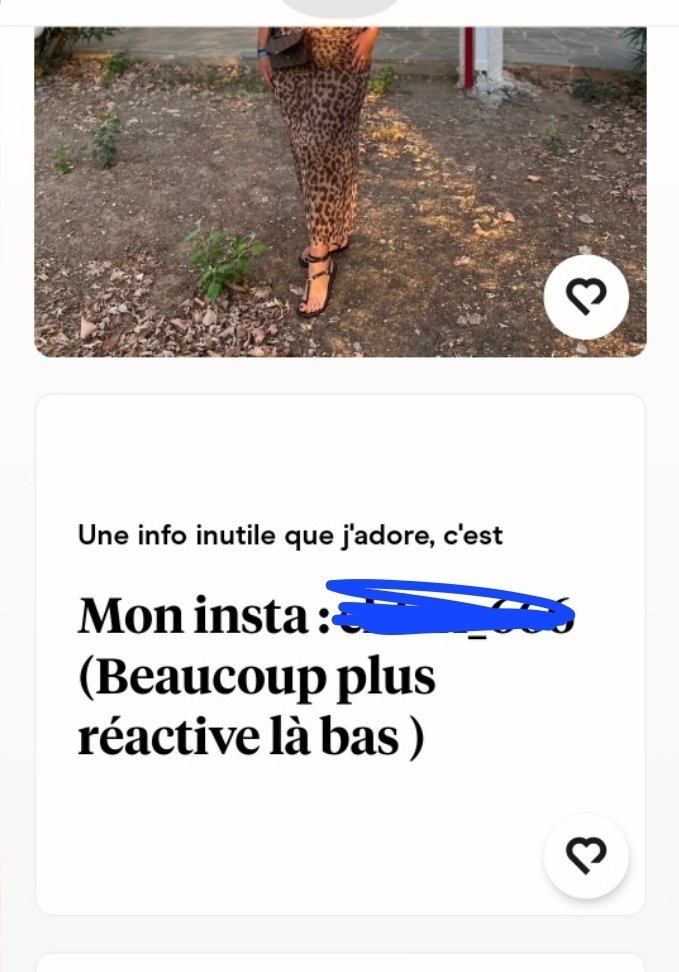 Cette meuf sur TINDER : "tenez mon INSTA je suis + réactive la bas ...