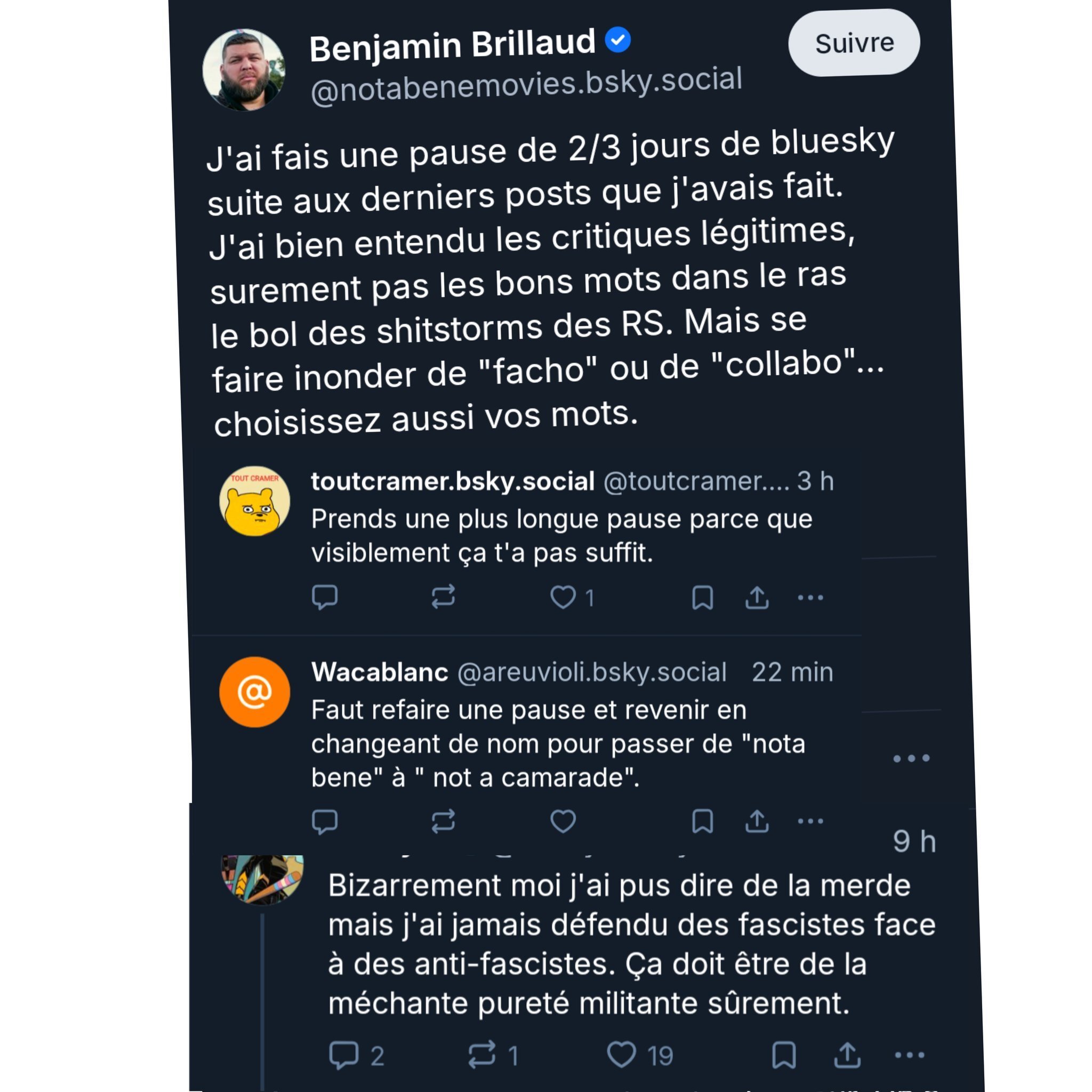 NOTA BENE traité de FACHO et de COLLABO : il met en PAUSE BLUESKY ! sur ...