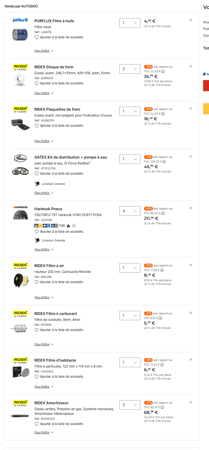 le CHEAT CODE de la peugeot 106 les PIECES pas CHERE sur le forum ...