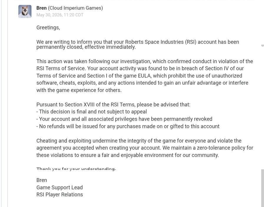 Star Citizen BAN DEF un JOUEUR après qu'il est reporté un BUG sur le ...