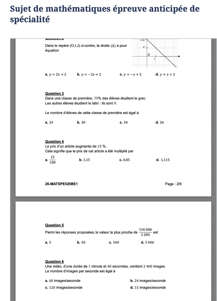 Le sujet du bac spé Math et Matik fait scandale sur le forum Blabla 18 ...