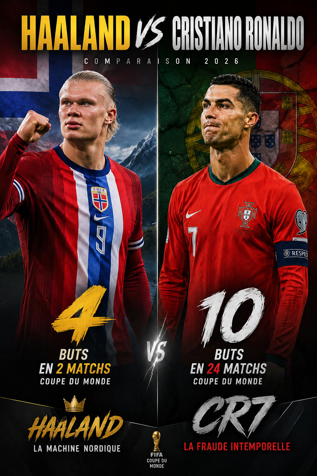 CR7 2026 (41 ans) 2 buts en CDM, Messi 2006 + 2010 = 1 but en CDM sur ...
